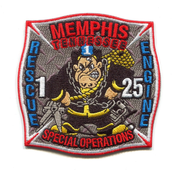Memphis Fire Department Engine 25 Rescue 1 Patch Tennessee TN v2 – 911Patches.com