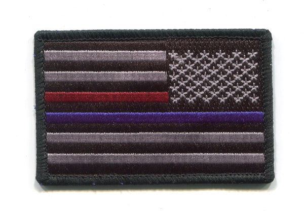 USA American Flag Patch 2" x 3" Reversed Thin Blue Red Line Police Fir ...