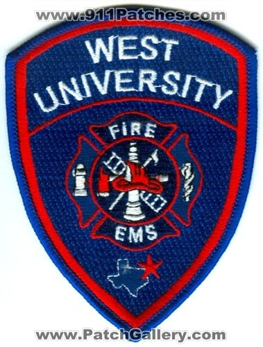 West University Fire EMS Department Patch Texas TX – 911Patches.com
